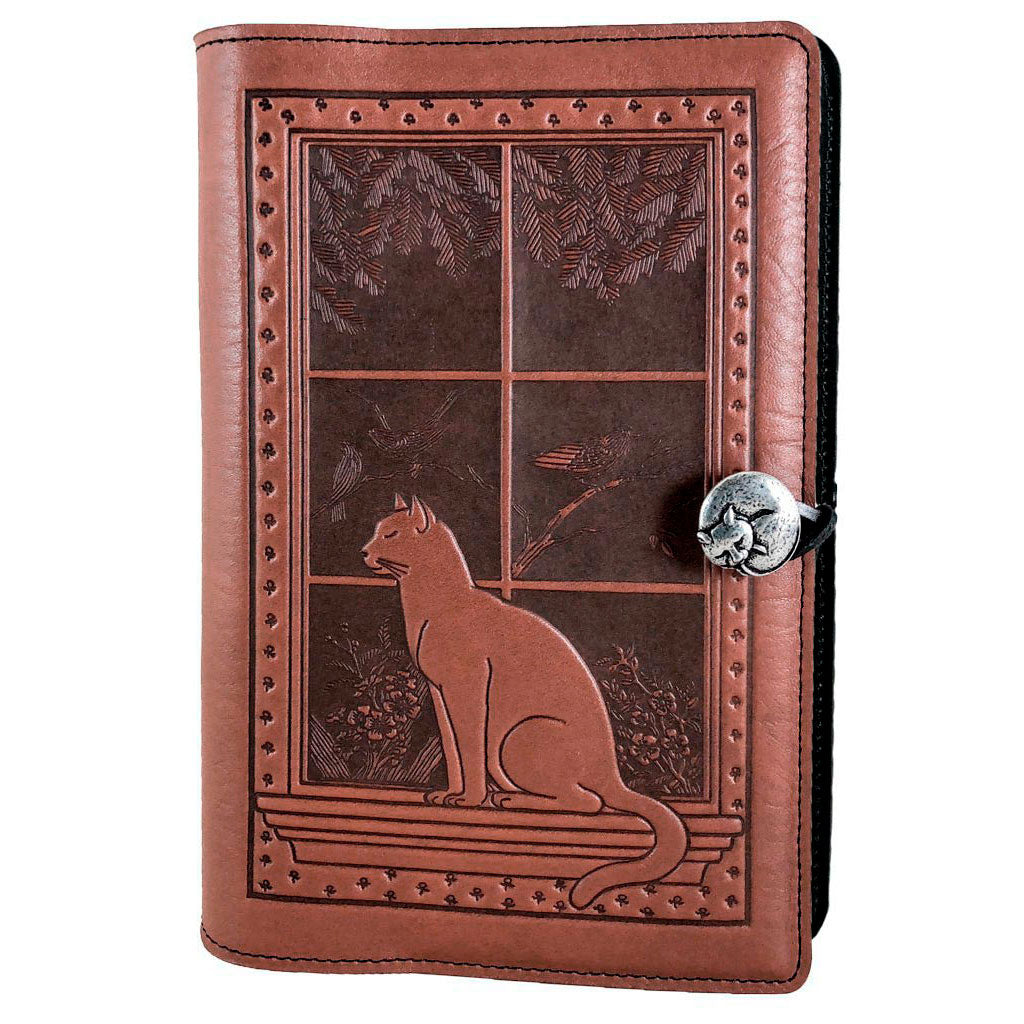Oberon Design Leather Refillable Journal Cover, Cat in Window – Oberon ...